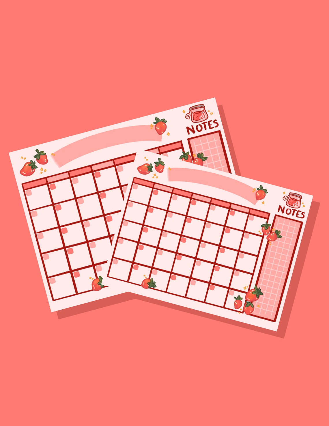 Summer Strawberry Calendar Printable Monthly Planner - Etsy UK