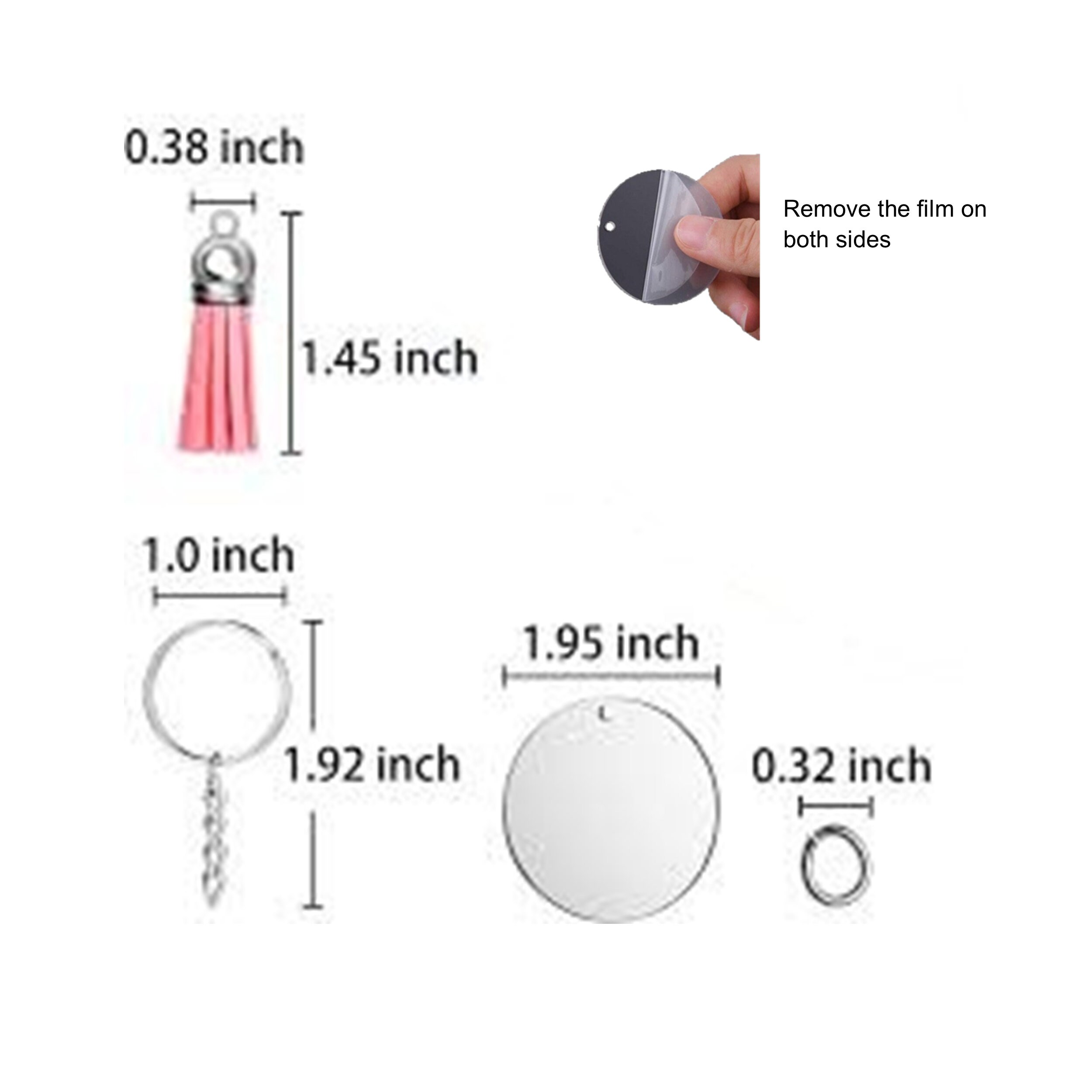 Acrylic Keychain Blank With Key Rings, Tassel Keychain, Christmas ...