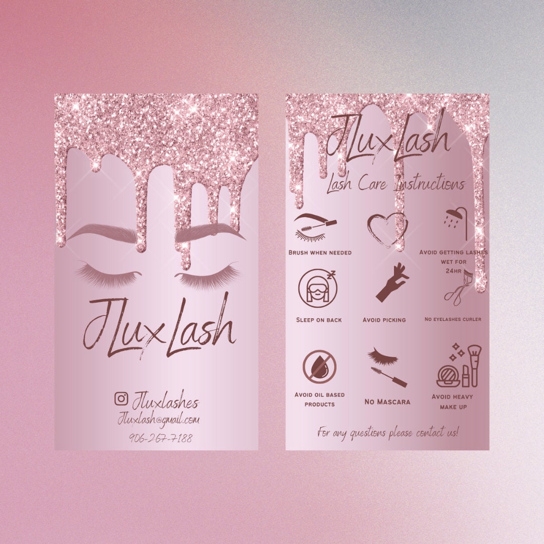 Lash Tech Templates Business Cards Care Instructions - Etsy