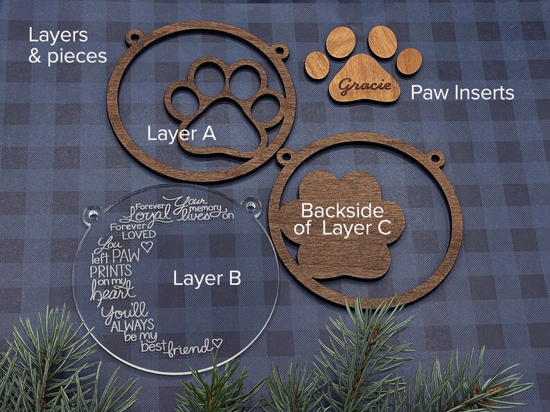 Laser SVG Files – Paw Print Pet Memorial Ornament – Digital – Glowforge ...