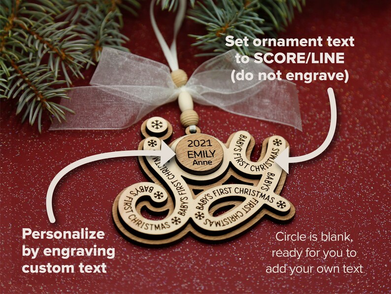 Laser SVG Files – Word "joy", Baby's First Christmas Ornament File ...