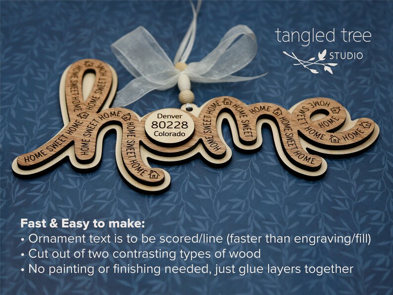 Laser SVG Files – Word "home", Home Sweet Home Ornament File – Digital ...