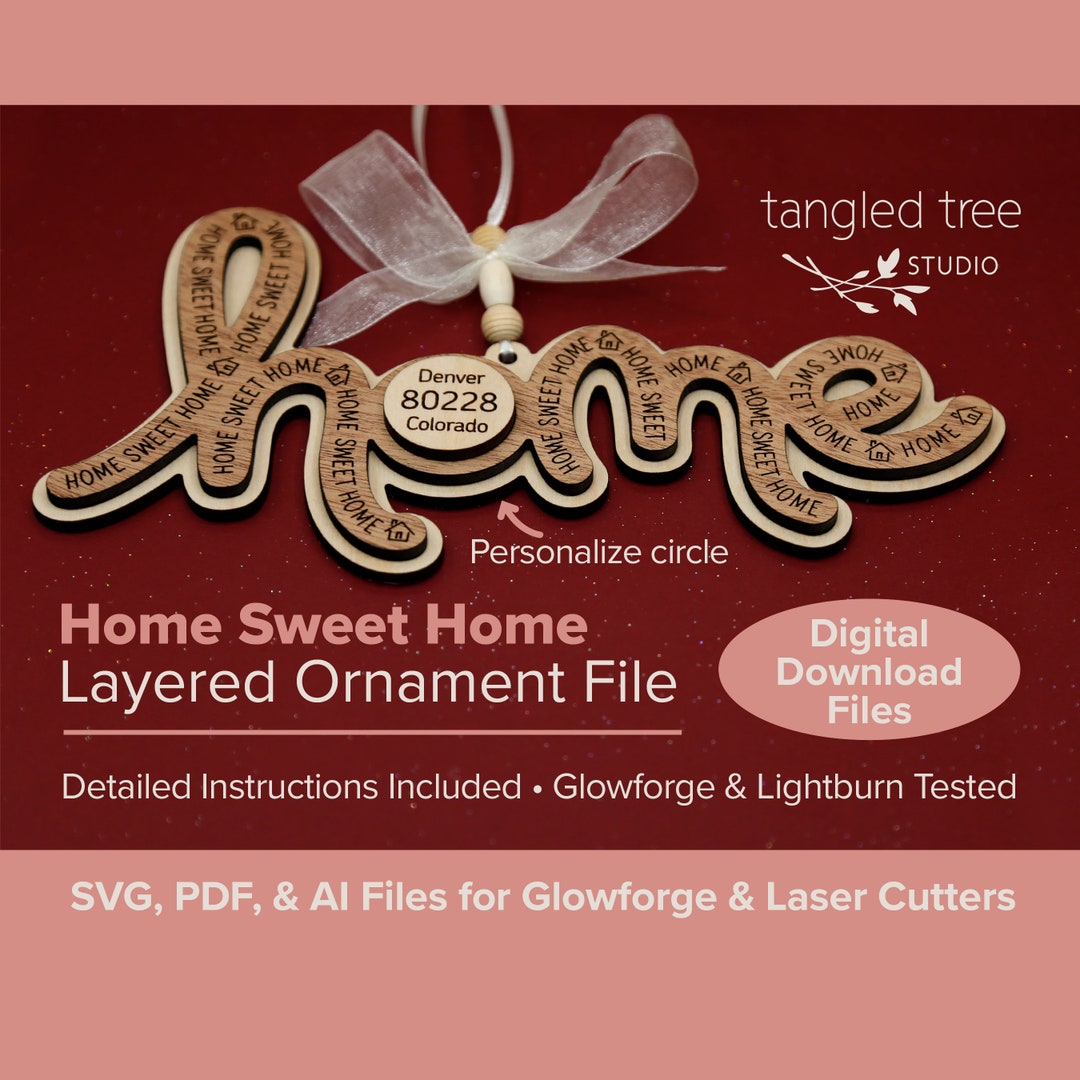 Laser SVG Files – Word "home", Home Sweet Home Ornament File – Digital ...