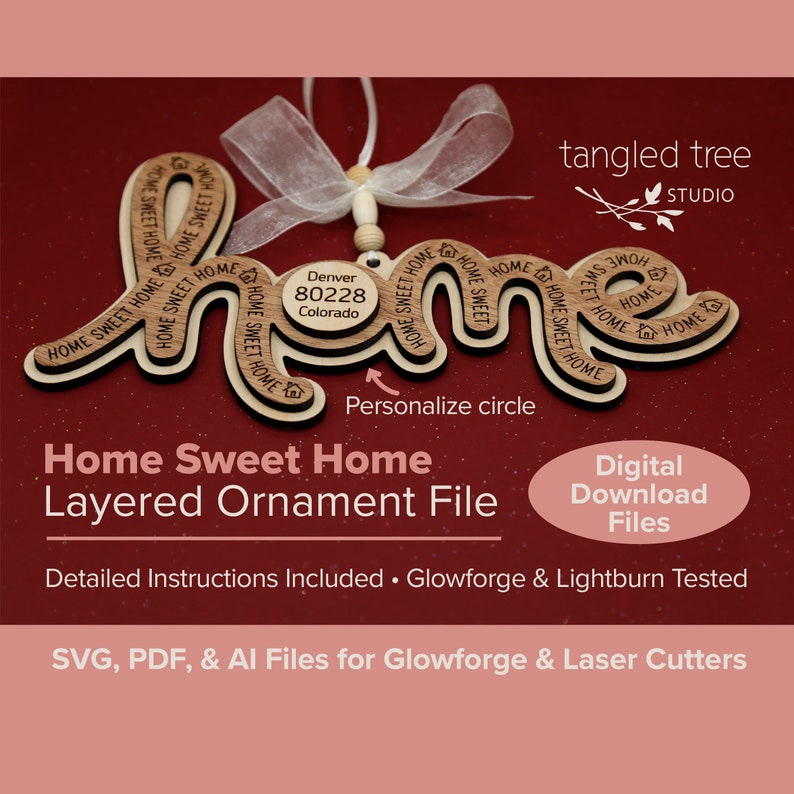 Laser SVG Files – Word "home", Home Sweet Home Ornament File – Digital ...