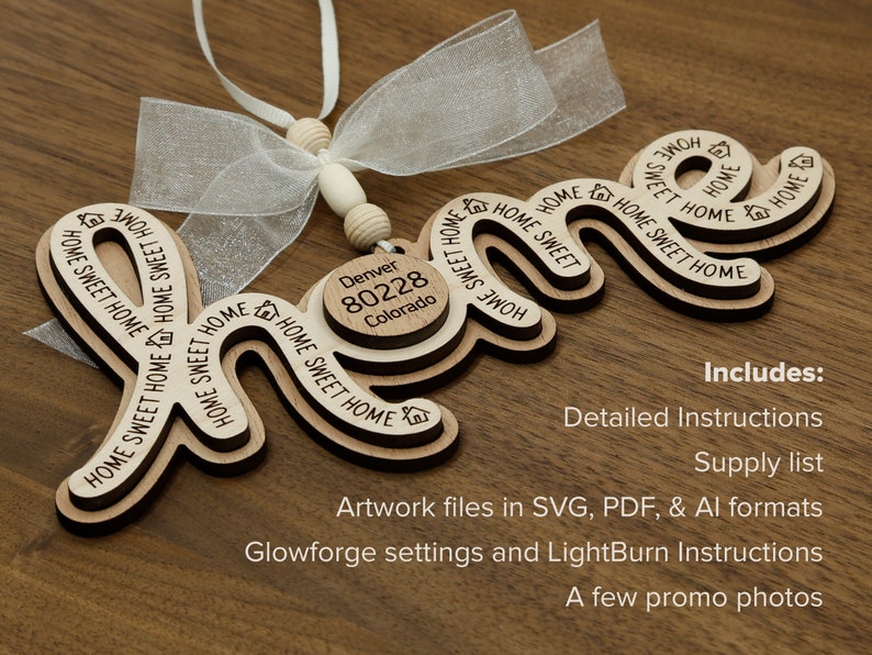 Laser SVG Files – Word "home", Home Sweet Home Ornament File – Digital ...
