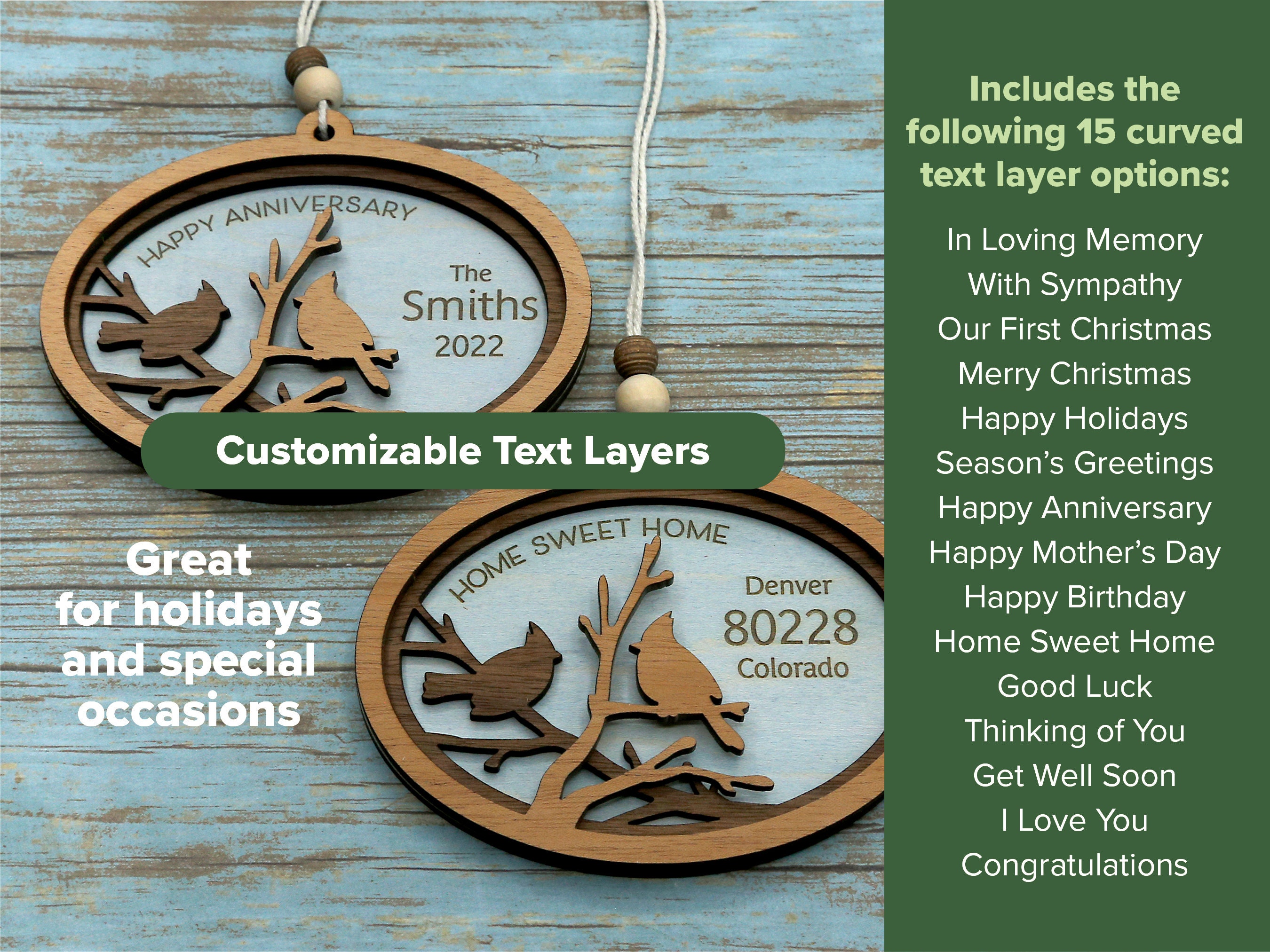 Laser-cut SVG Files Cardinal Bird Ornament Memorial First - Etsy