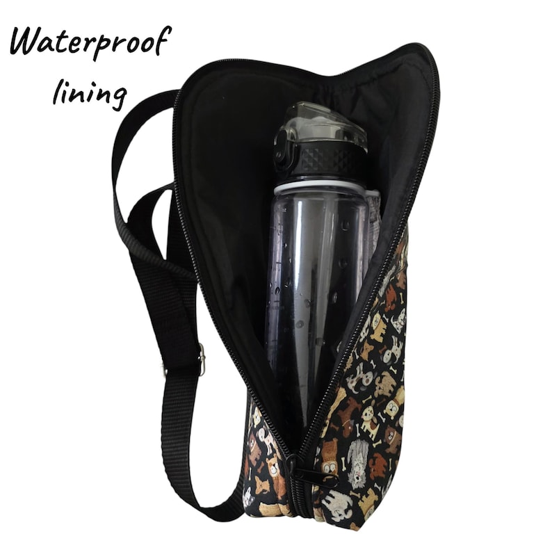 Water Bottle Carrier / Holder, Waterproof Lining, Adjustable Strap ...