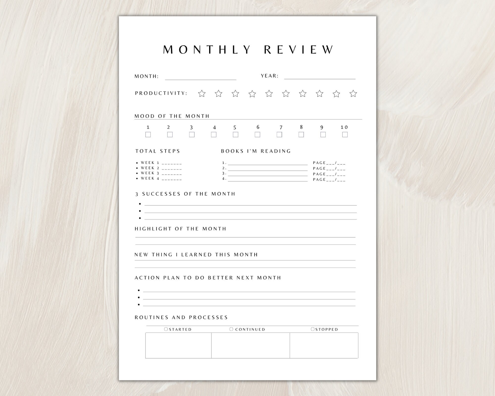 Monthly Review Monthly Reflection Monthly Summary Printable Insert ...