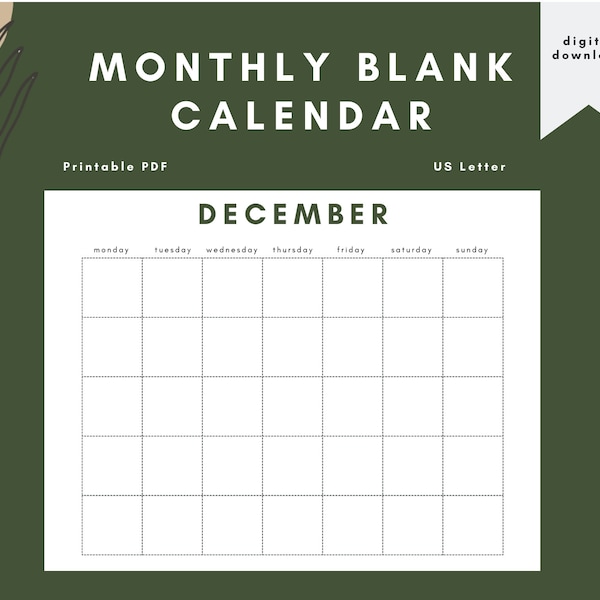 Blank Calendar Pdf - Etsy