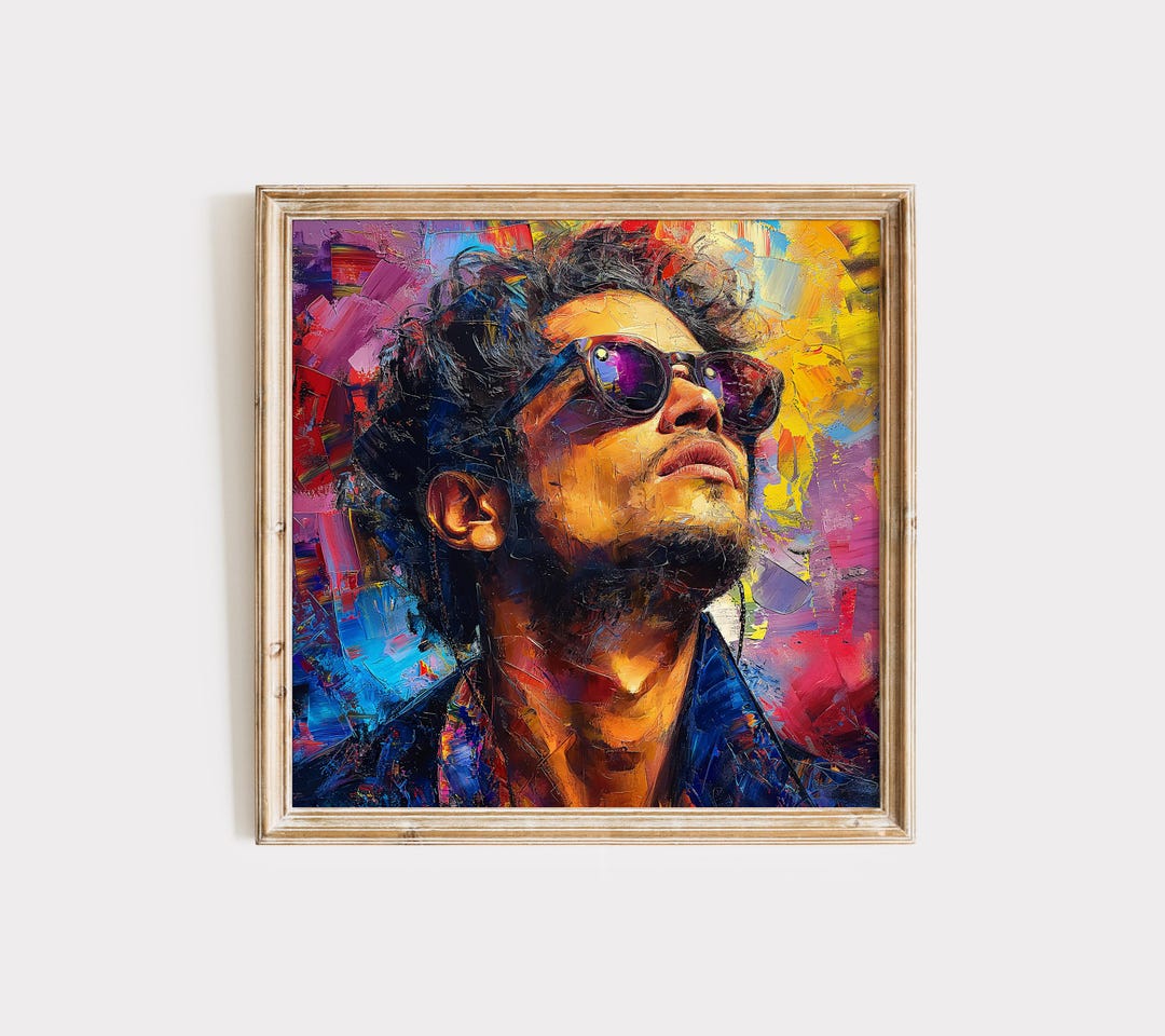 Bruno Mars Merch, Printable Musician Portrait Art Unique Home Decor ...