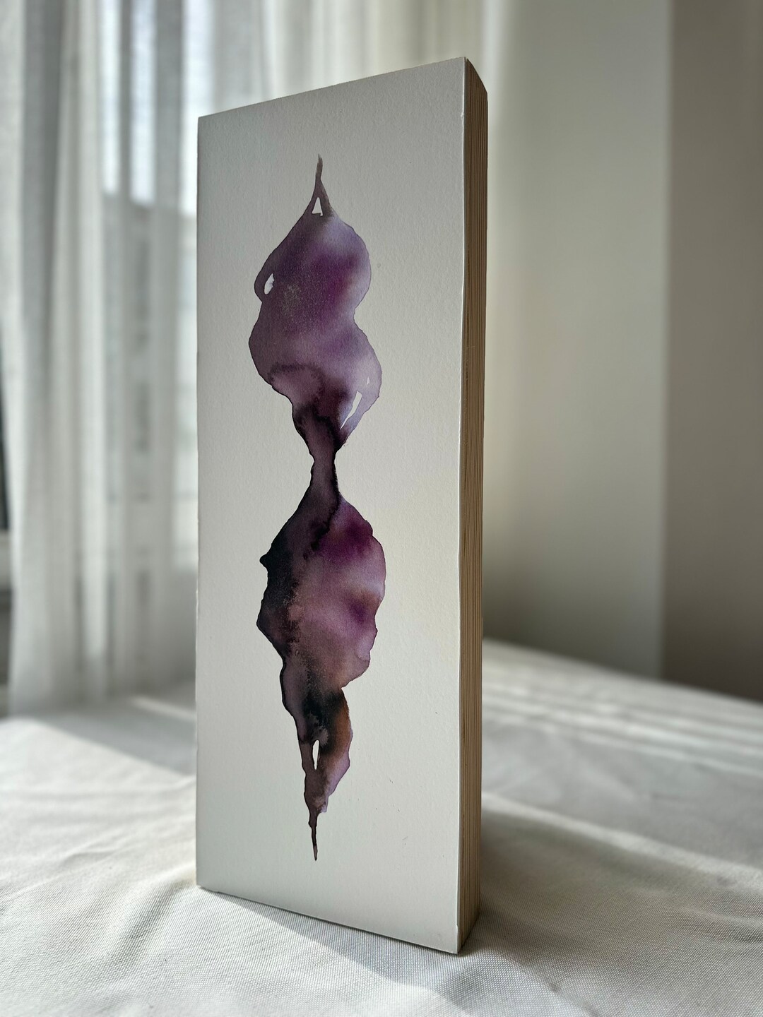 Original Watercolor Painting: Small Abstract Art on Mini Wood, Mini ...