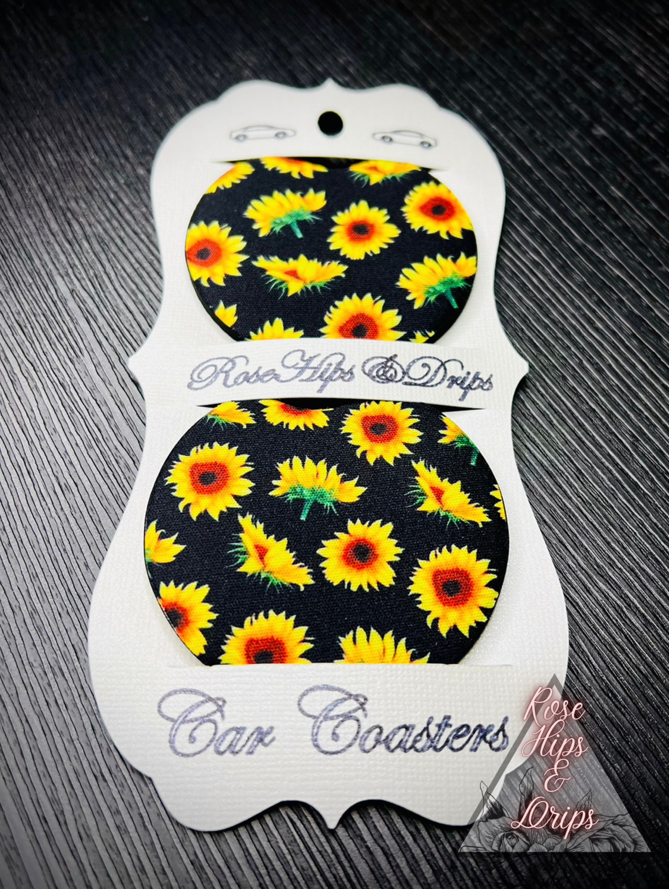 Sunflower Car Cup Coasters Car Accessories Car Decor - Etsy