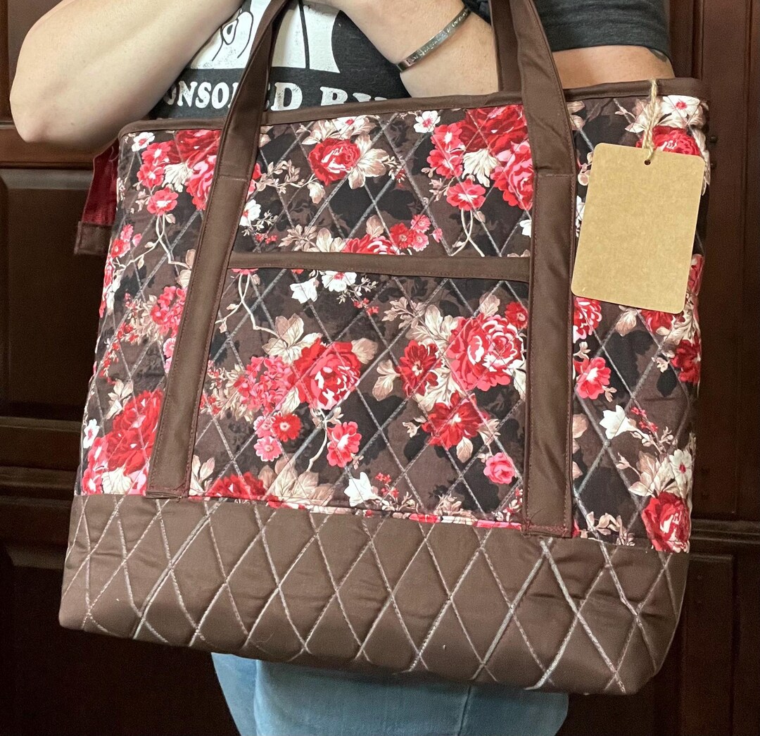 Quilted Tote/purse , Large Bag, Roses, Flowered Bags, Quilted , Gift ...