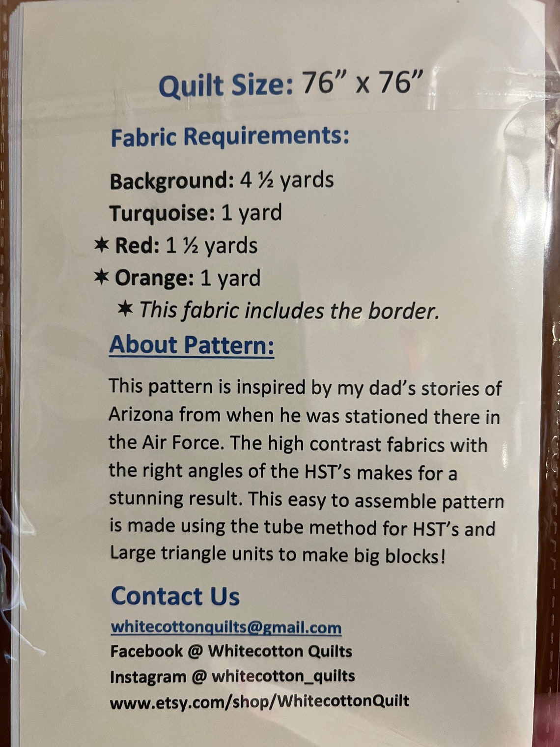 Arizona Quilt Pattern-intermediate Skill Level Quilt Pattern/ PDF ...