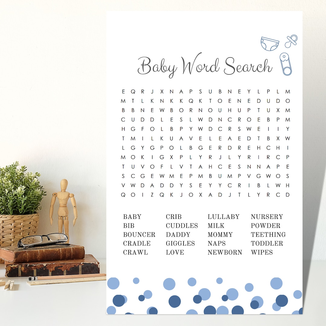 Baby Shower Word Search. Baby Shower Games. Baby Boy. Instant Download ...