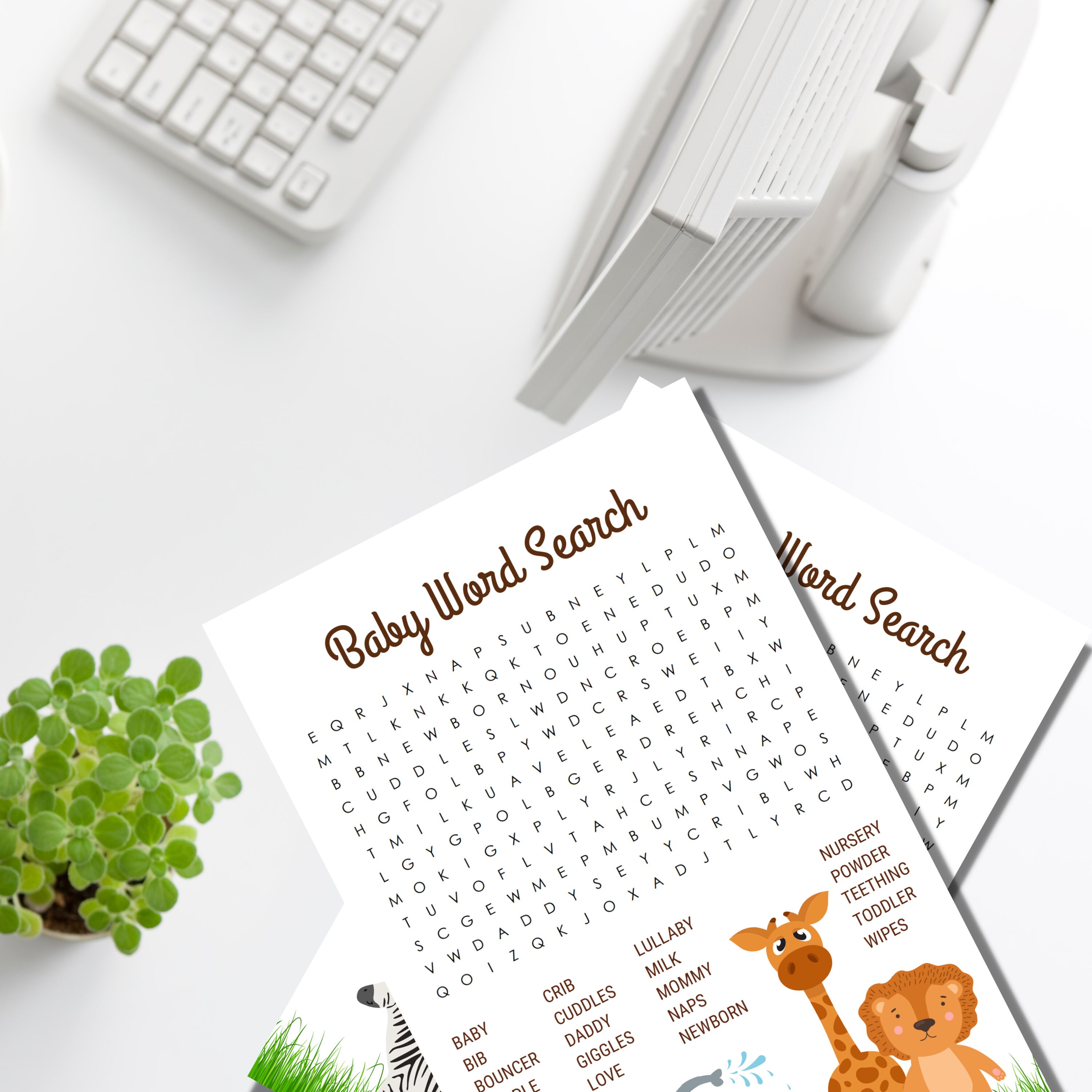 Baby Shower Word Search. Baby Shower Games. Safari Baby Shower. Instant ...