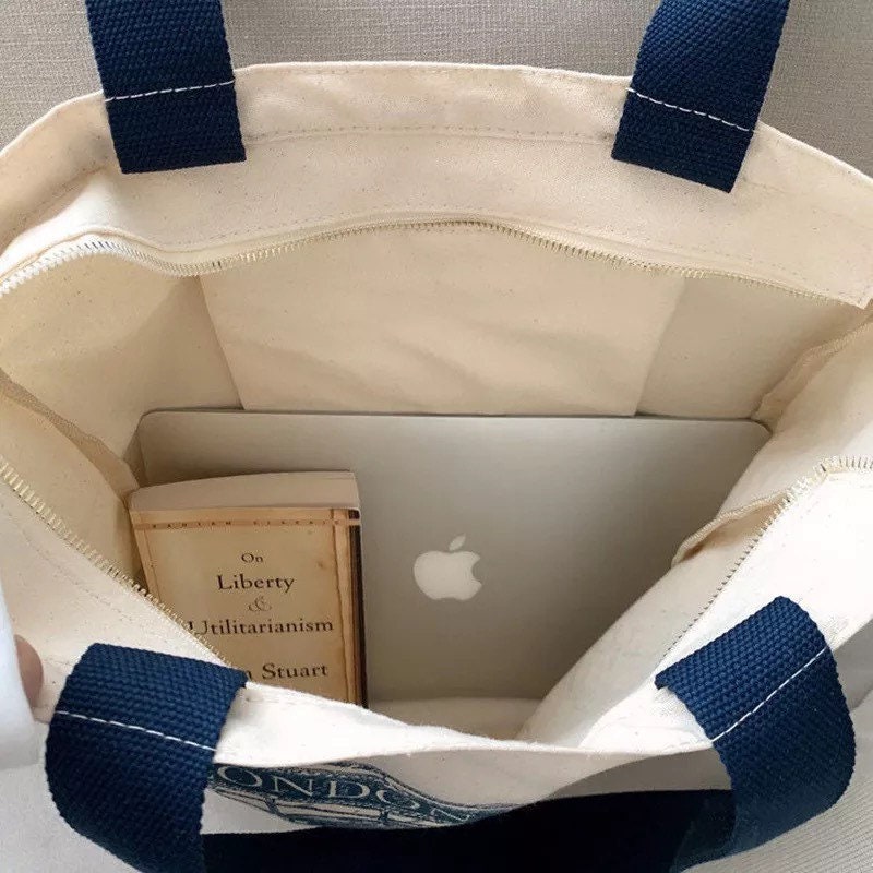 Printed London Books Canvas Tote Bag | Handmade Tote Bag | Tote Bag ...
