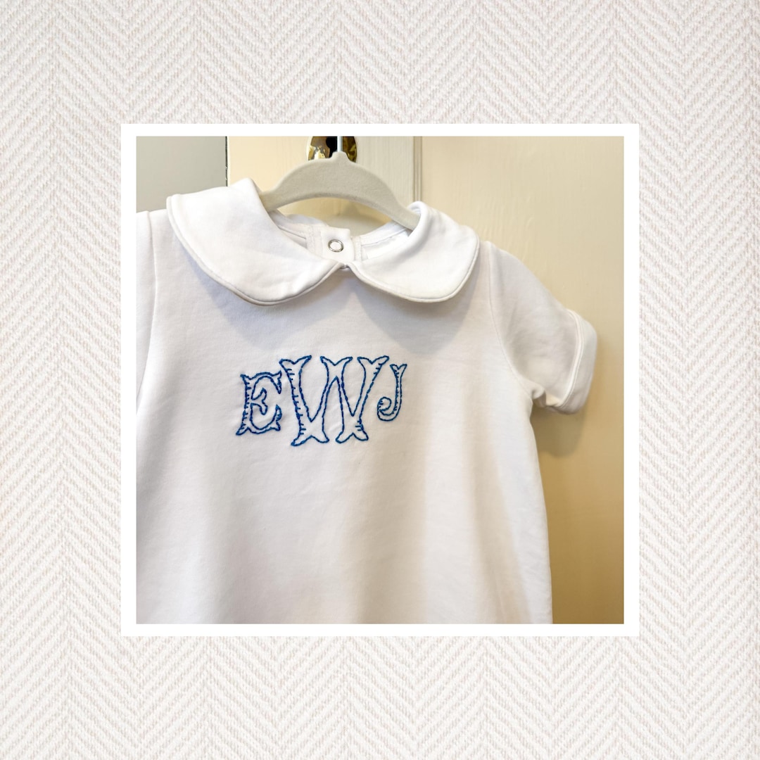Custom Hand Embroidered Monogram Bubble, Hand Stitch, Embroidery ...