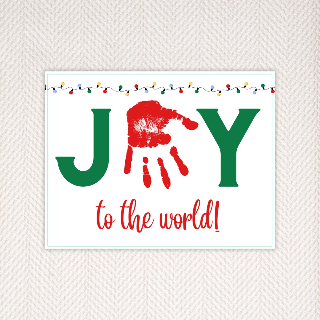 Digital Download Christmas Handprint Art, Joy to the World, Lights ...