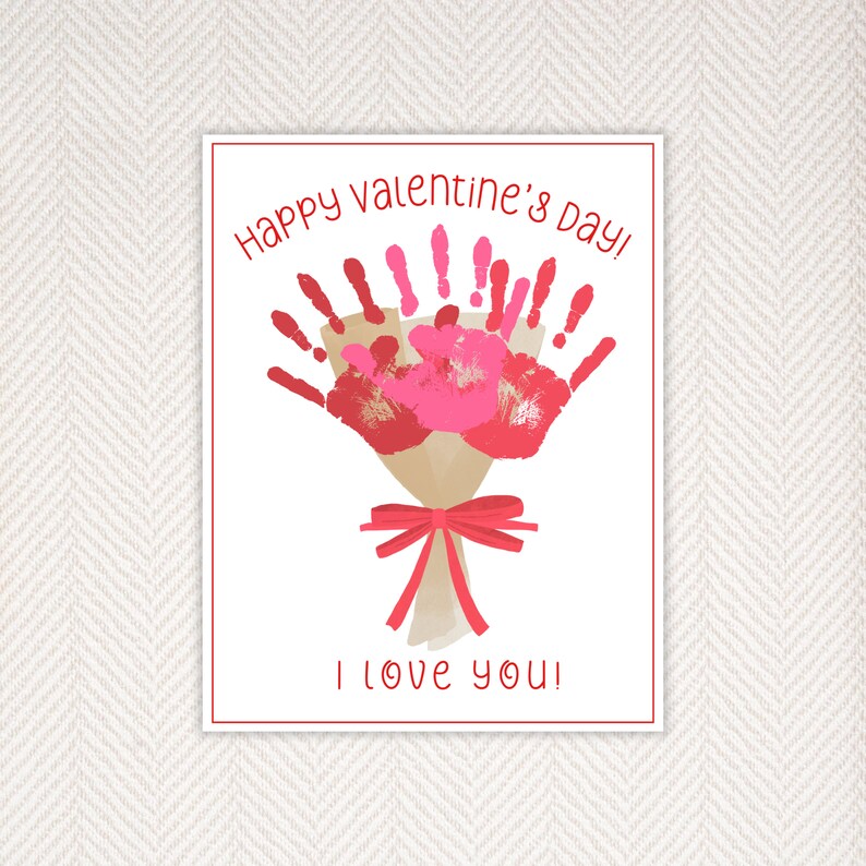 Digital Download Valentine's Day Handprint Art, Happy Valentine's Day ...