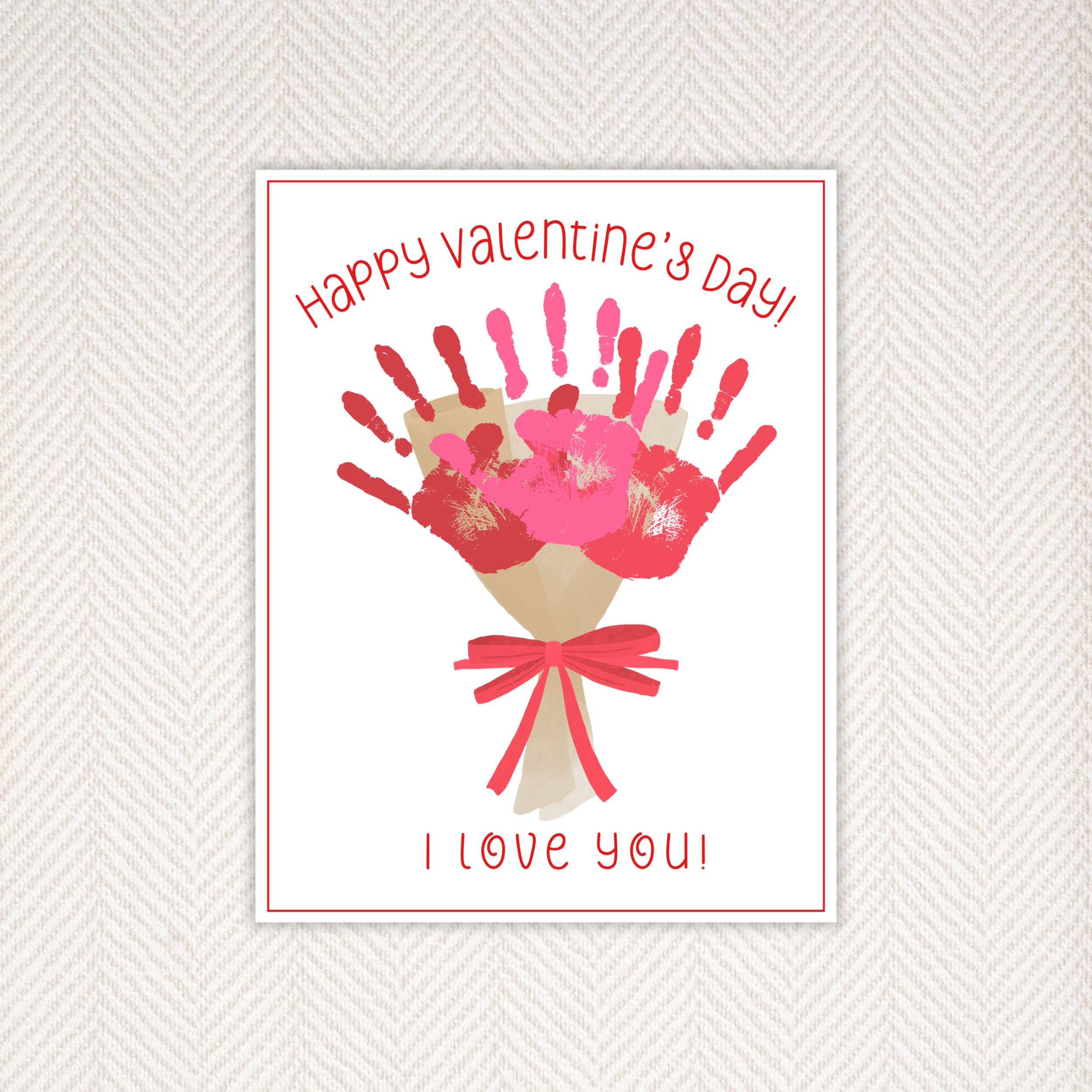 Digital Download Valentine's Day Handprint Art, Happy Valentine's Day ...