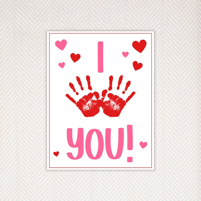 Digital Download Valentine's Day Handprint Art, Happy Valentine's Day ...