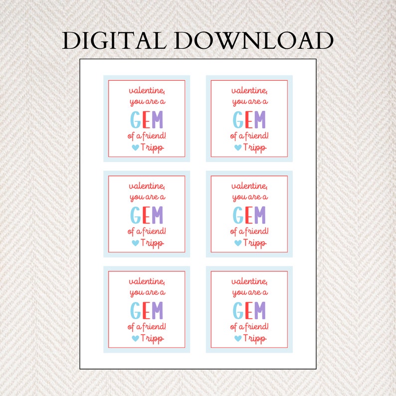 Valentine's Day Gift Tags, Printable Valentine, Valentine's Day Card ...