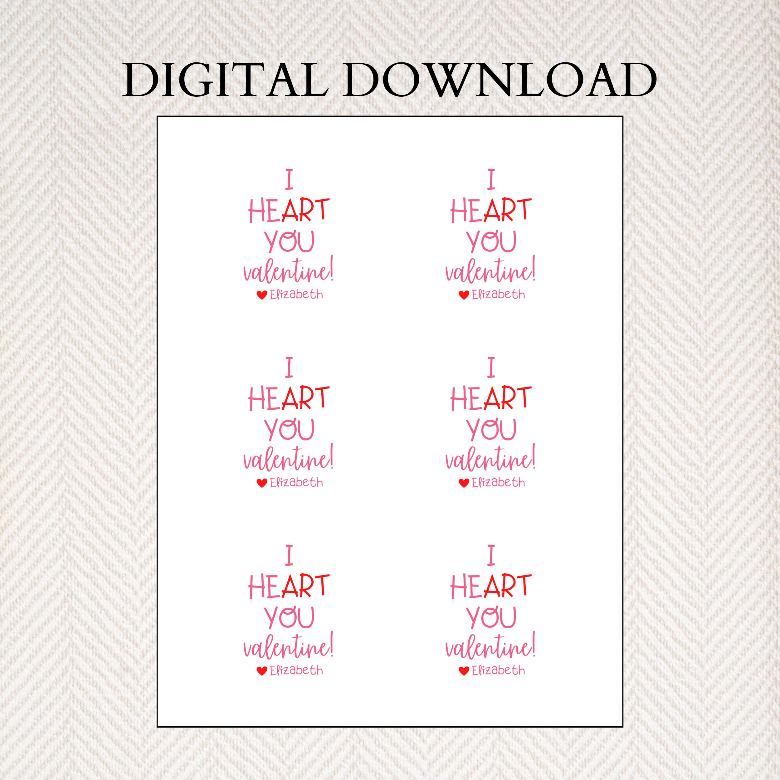 Valentine's Day Gift Tags, Printable Valentine, Valentine's Day Card ...