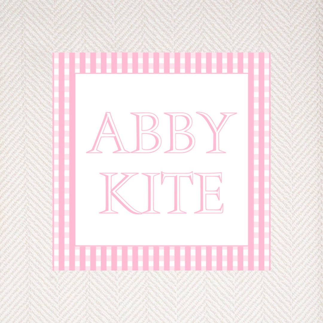 Editable Pink Gingham Gift Tags Name Stickers School Tags - Etsy
