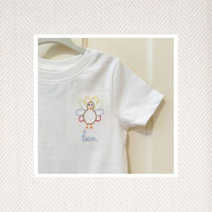 Custom Hand Embroidered Turkey Shirt, Handstitch, Toddler Boy ...
