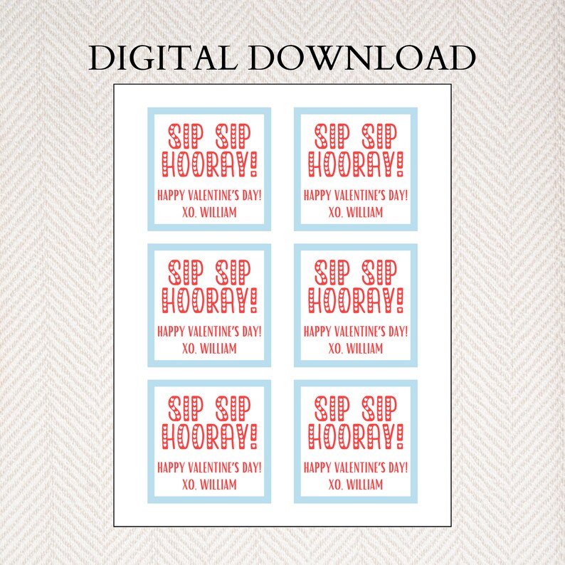 Valentine's Day Gift Tags, Printable Valentine, Valentine's Day Card ...