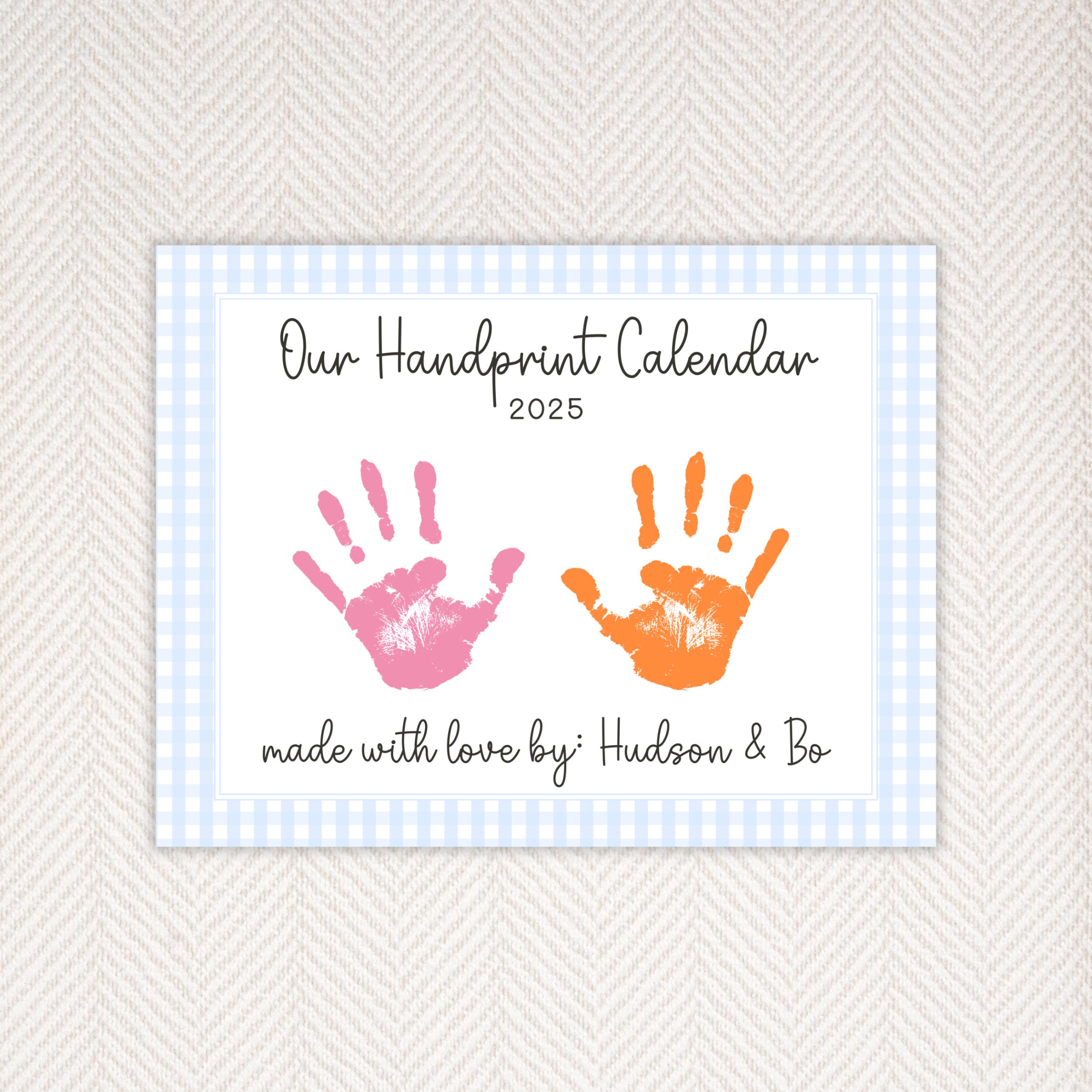 2025 Gingham Handprint Calendar, Digital Download, Handprint Calendar ...