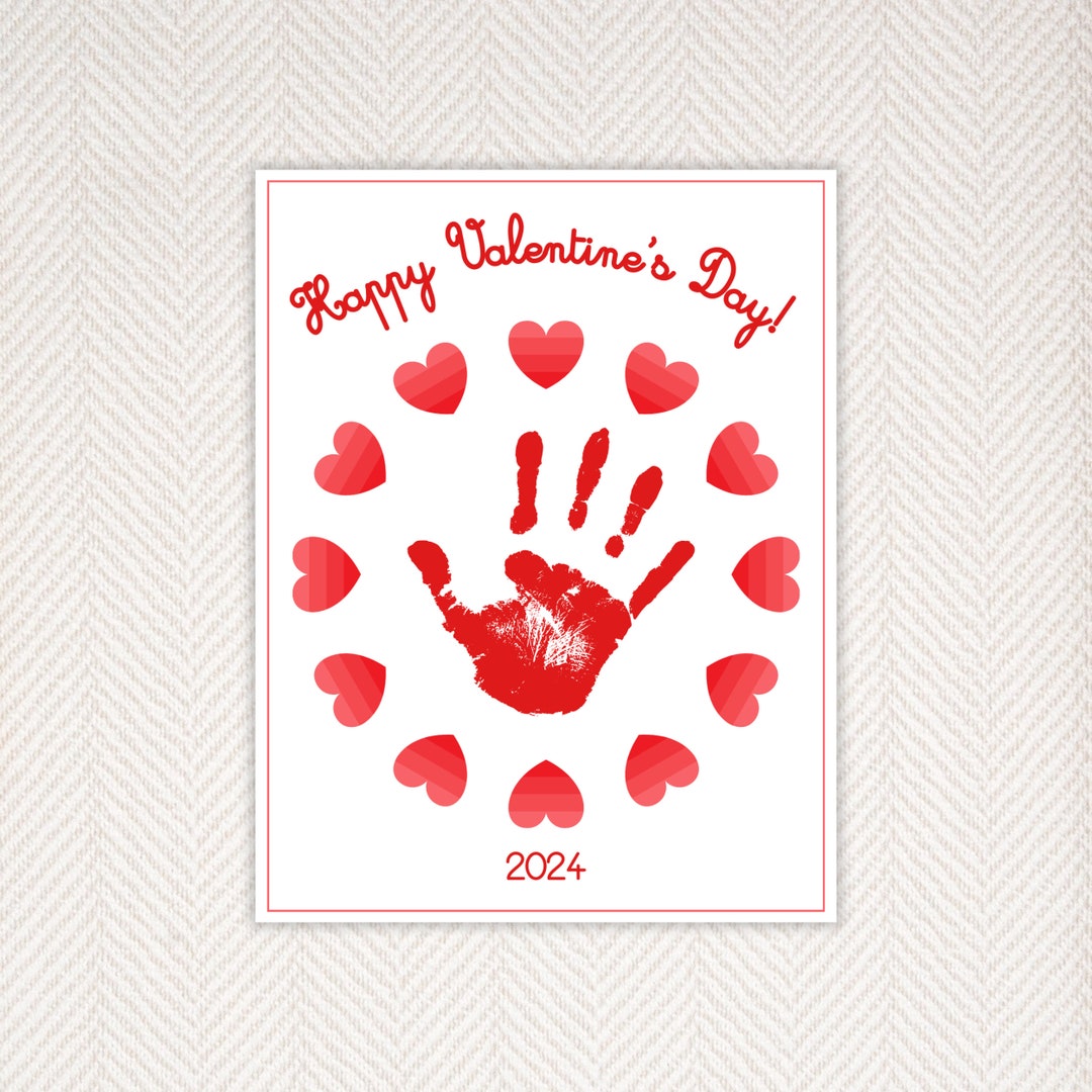 Digital Download Valentine's Day Handprint Art, Happy Valentine's Day ...