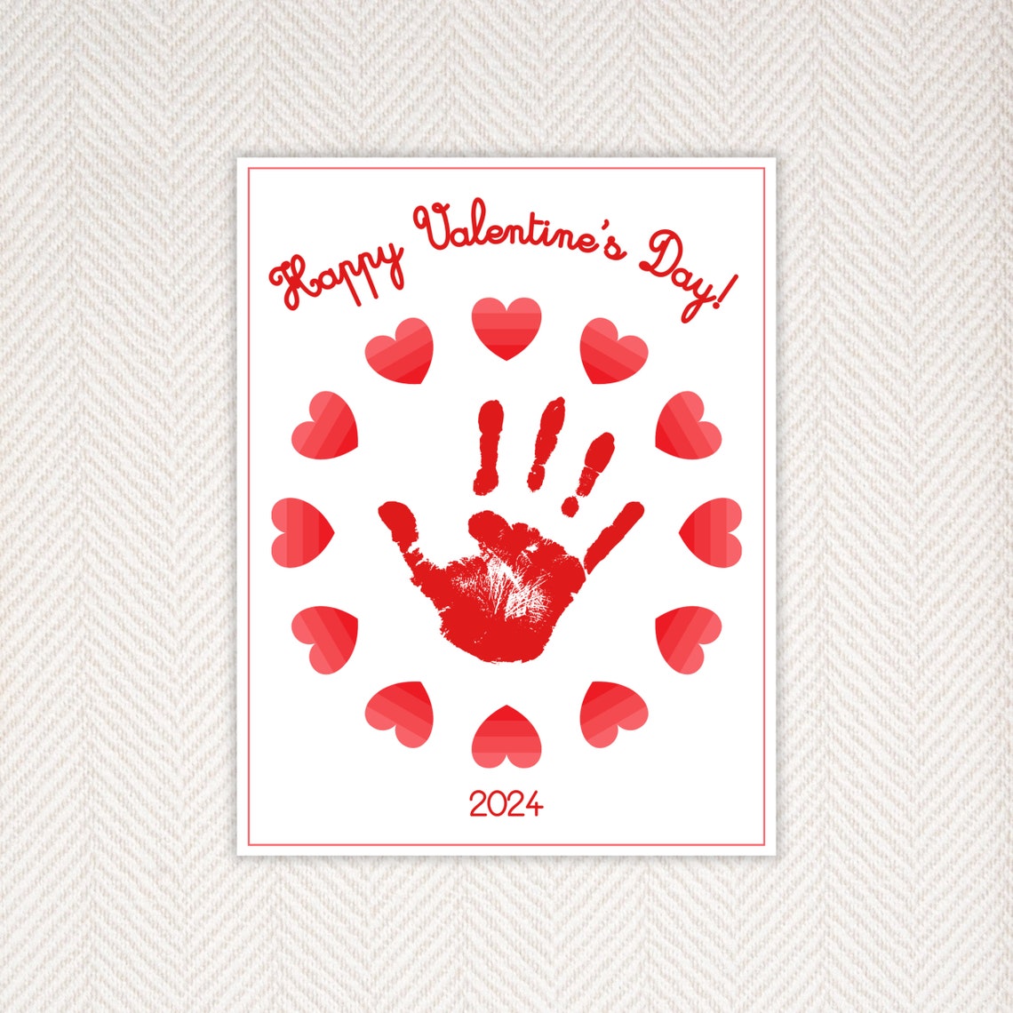 Digital Download Valentine's Day Handprint Art, Happy Valentine's Day ...