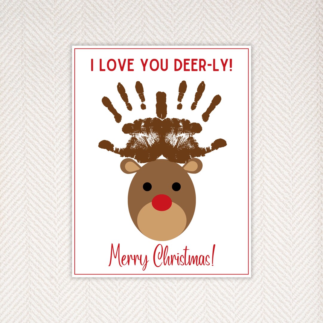 Digital Download Christmas Handprint Art, Reindeer, Rudolph, Handprints ...