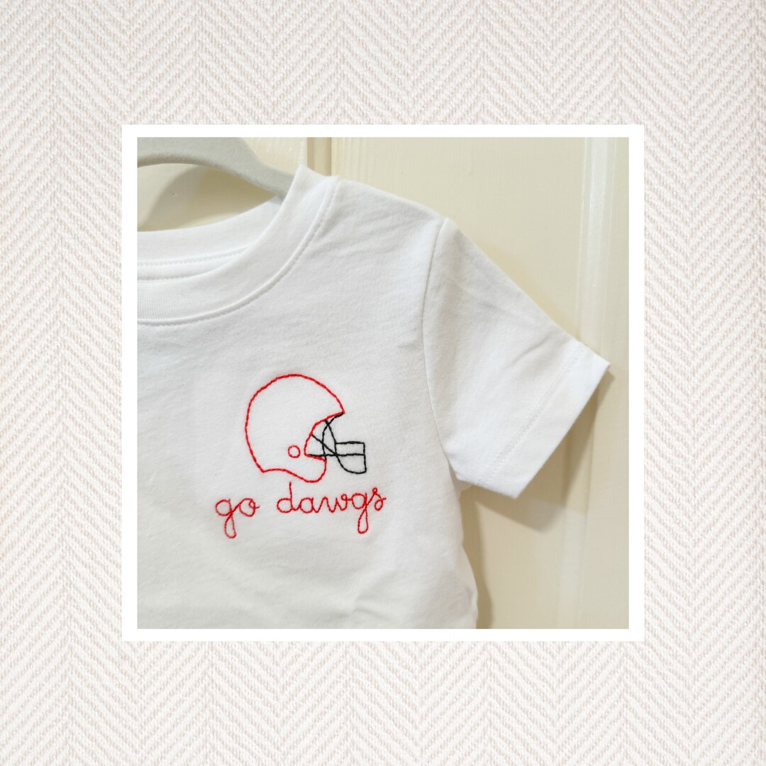 Custom Hand Embroidered Go Dawgs Shirt, Hand Stitch, Embroidery ...