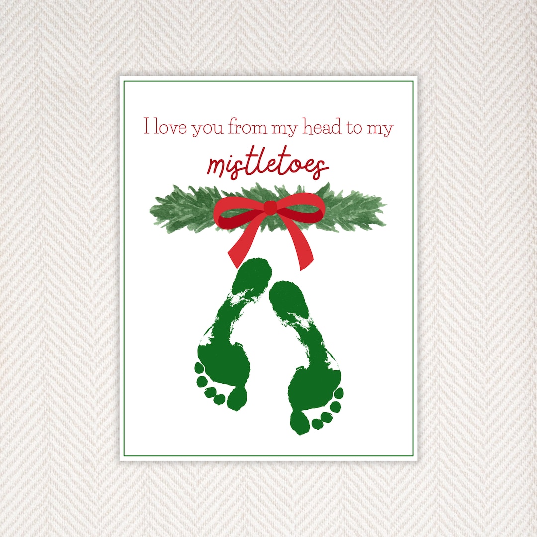 Digital Download Christmas Handprint Art, Mistletoe, Handprints, Kids ...