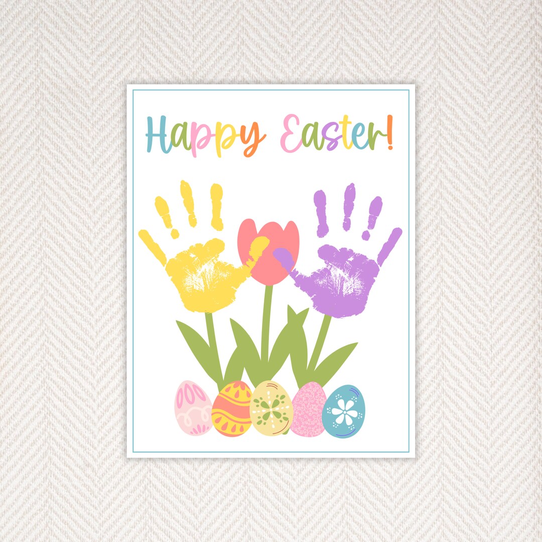 Digital Download Easter Handprint Art, Happy Easter, Easter Bunny ...