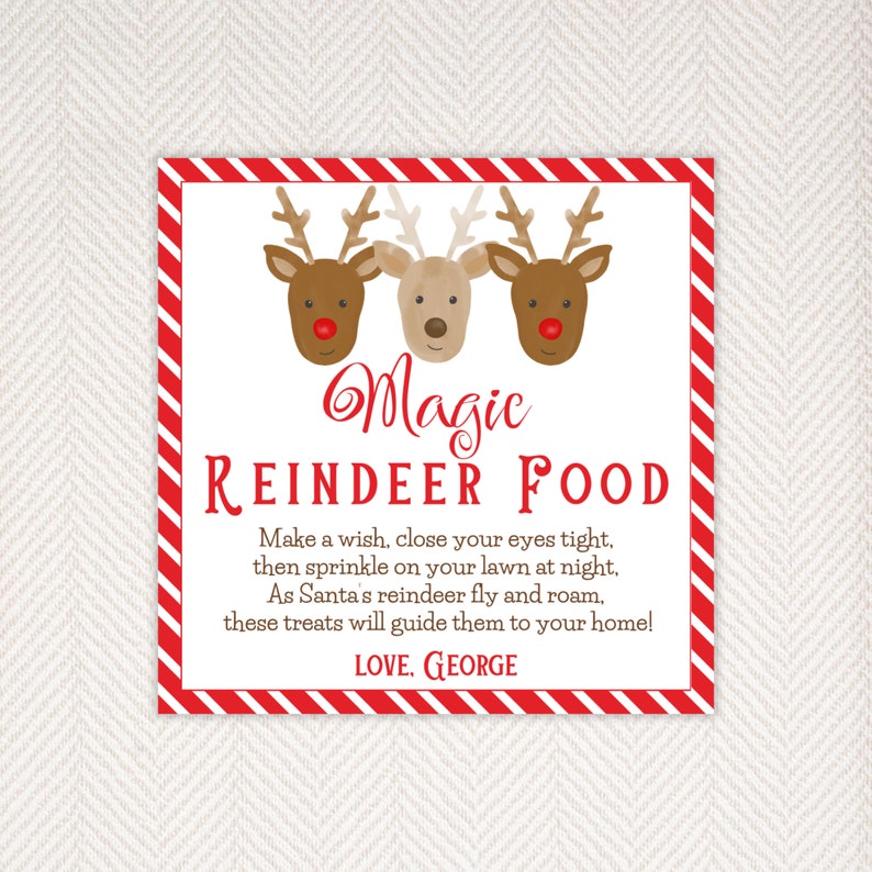 Christmas Gift Tags, Reindeer Food, Rudolph, Magic Reindeer Food, Merry ...