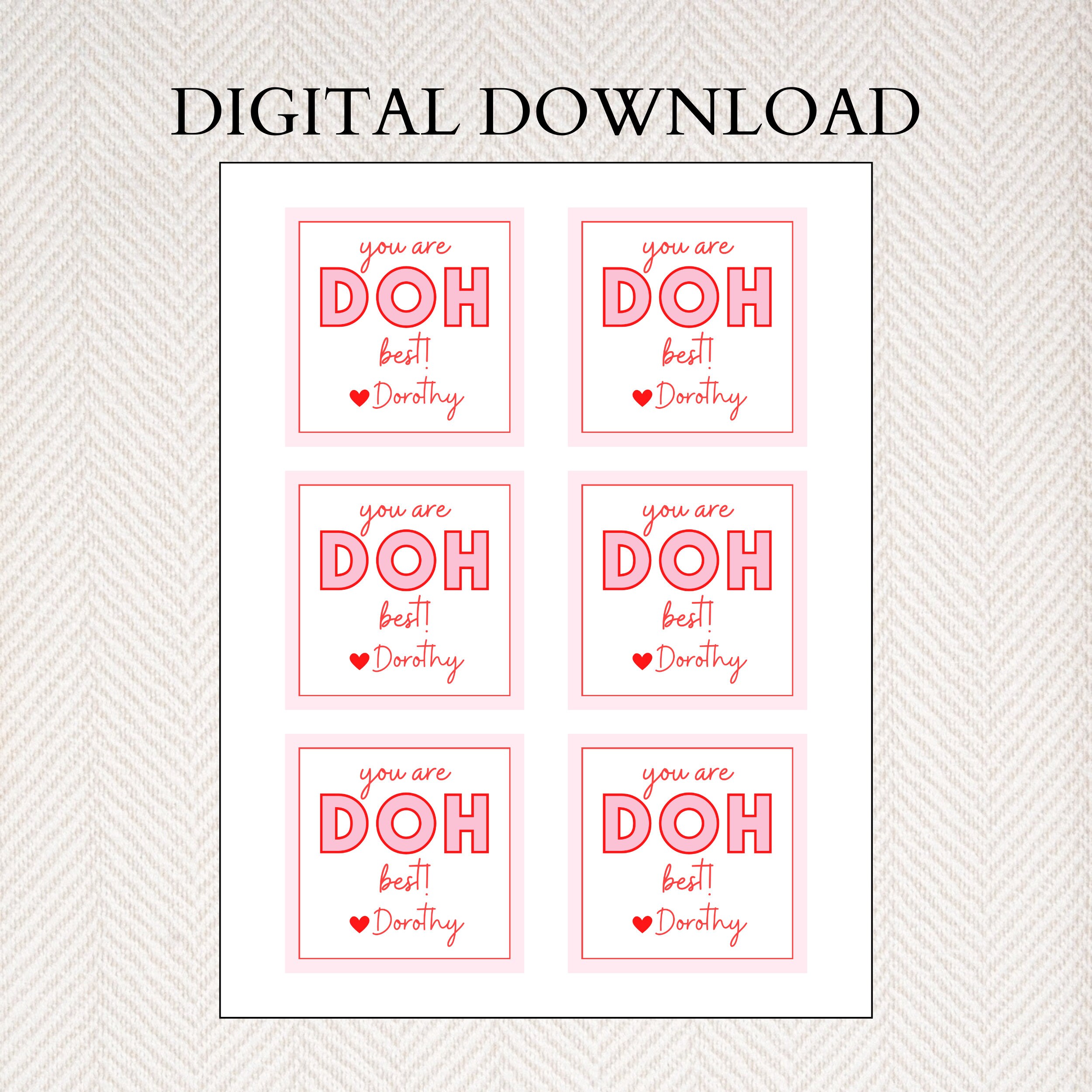 Valentine's Day Gift Tags, Printable Valentine, Valentine's Day Card ...