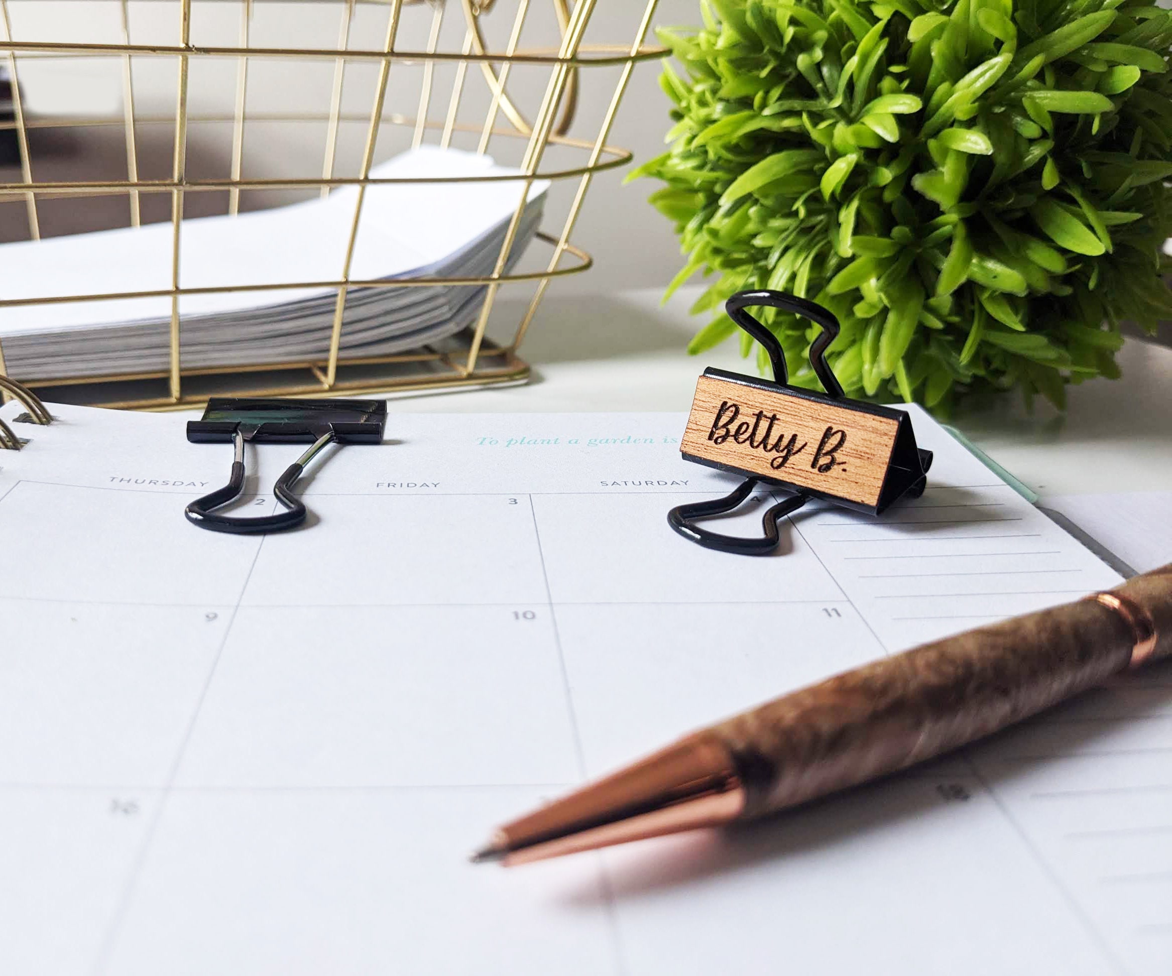 Black Wood Covered Soft Grip Binder Clip by Ariell Forrest - Etsy