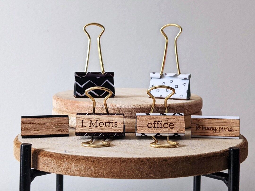 Modern Noir Wood Covered Binder Clip Set by Ariell Forrest - Etsy