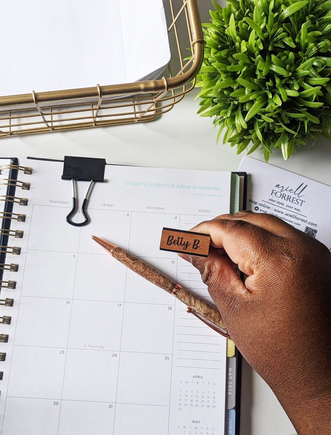 Black Wood Covered Soft Grip Binder Clip by Ariell Forrest - Etsy