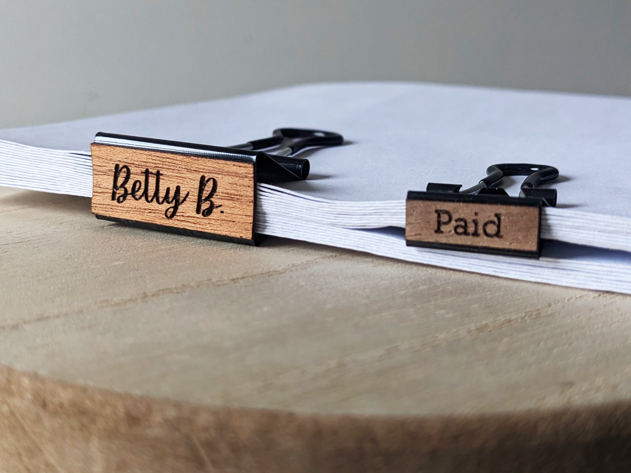 Black Wood Covered Soft Grip Binder Clip by Ariell Forrest - Etsy