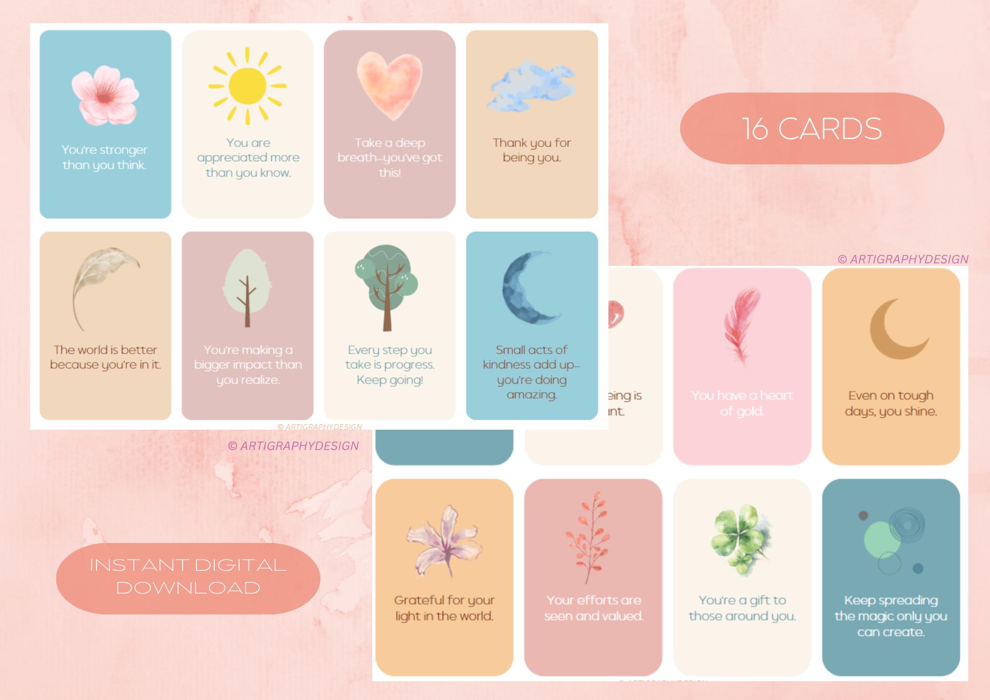 Daily Gratitude and Affirmation Cards - Printable Uplifting Cards for ...
