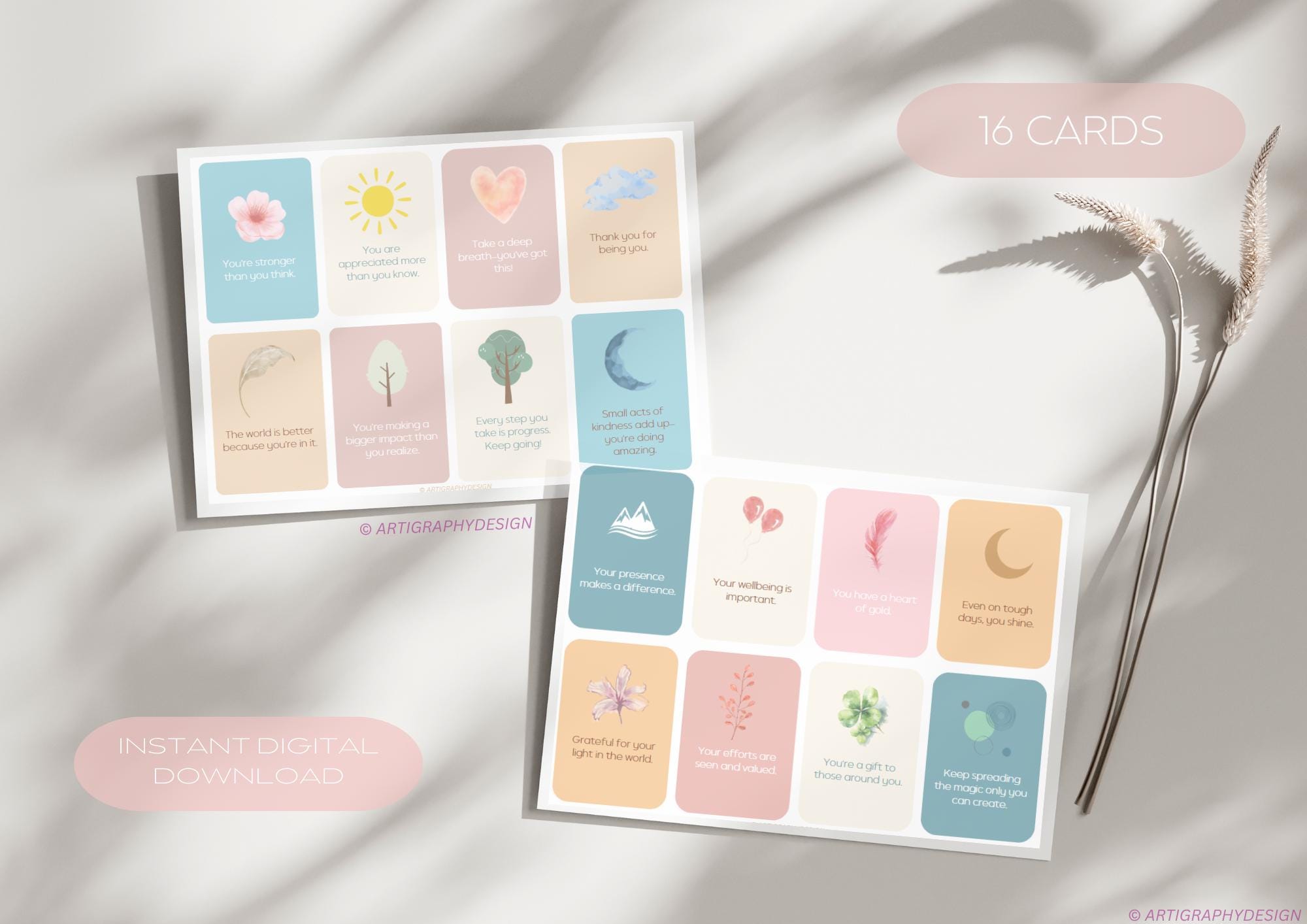 Daily Gratitude and Affirmation Cards - Printable Uplifting Cards for ...