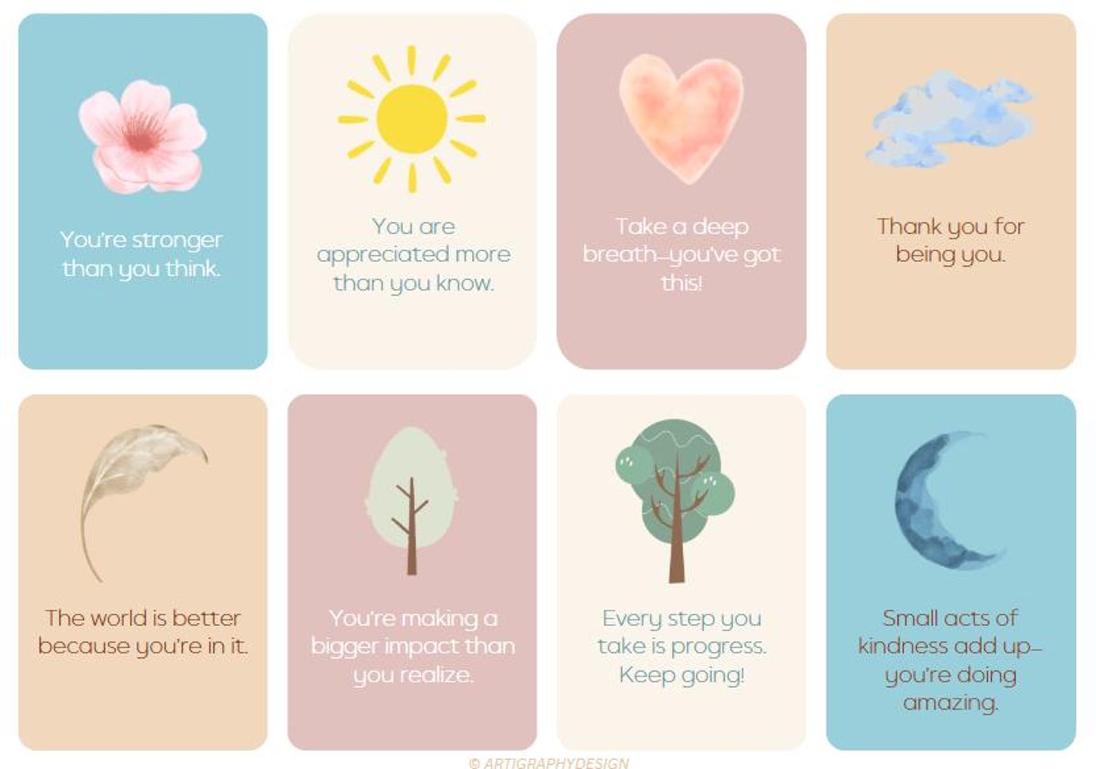 Daily Gratitude and Affirmation Cards - Printable Uplifting Cards for ...