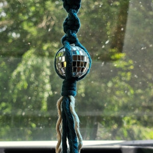 Disco Ball Mirror Charm,macrame Mirror Charm,car Sun Catcher,retro Car ...