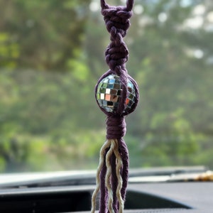 Disco Ball Mirror Charm,macrame Mirror Charm,car Sun Catcher,retro Car ...