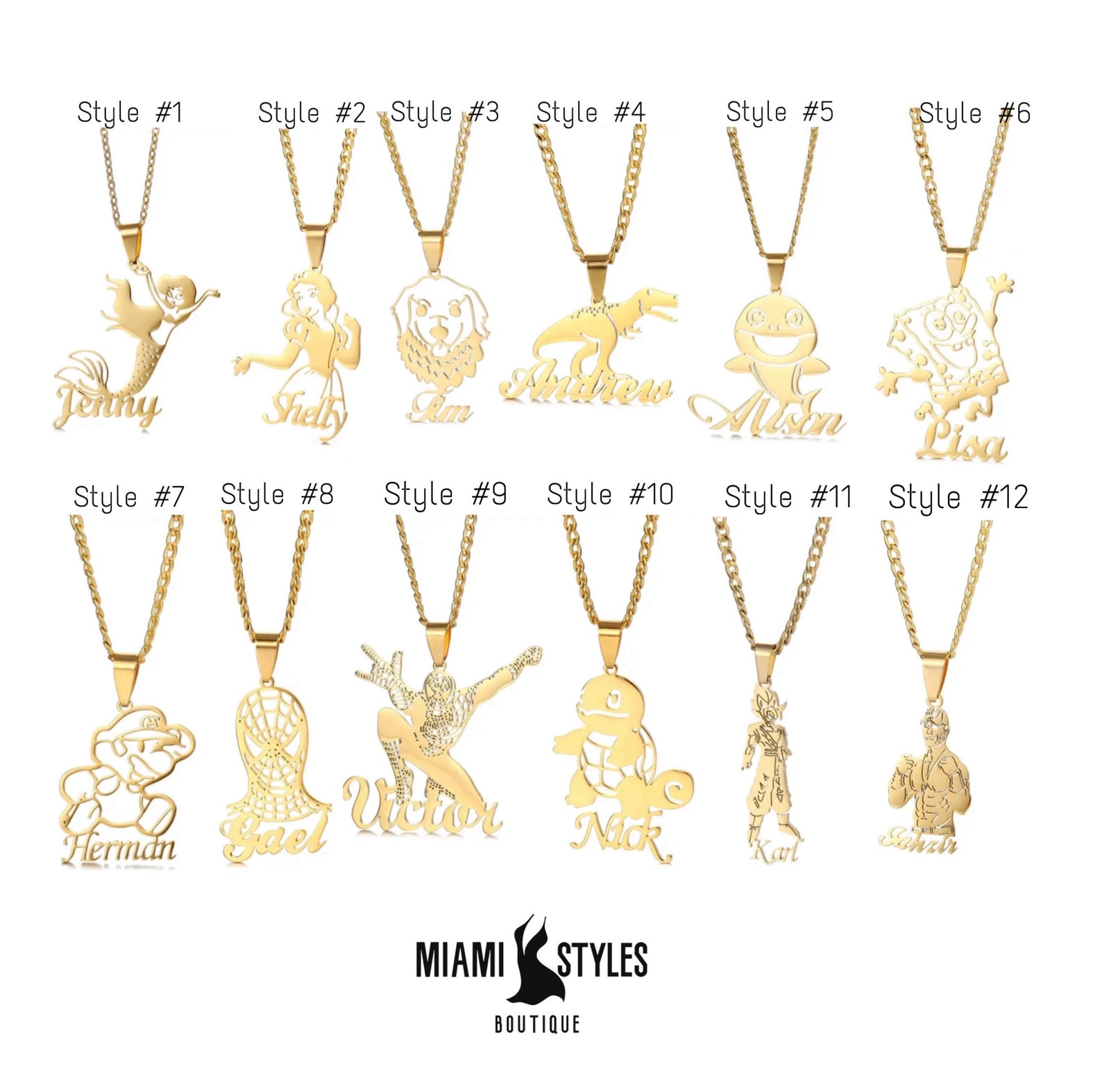 Personalized Cartoon Character Custom Name Chain • Perfect Gift ...